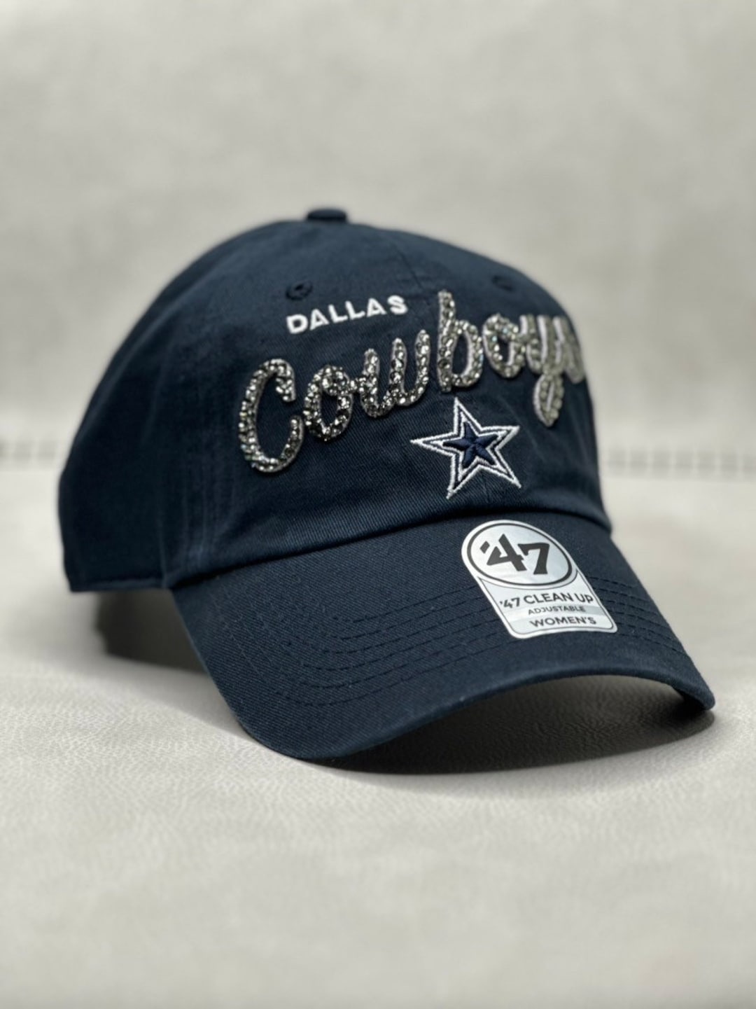 Navy Dallas Cowboys Script Bling Hat Swarovski Crystals - Etsy