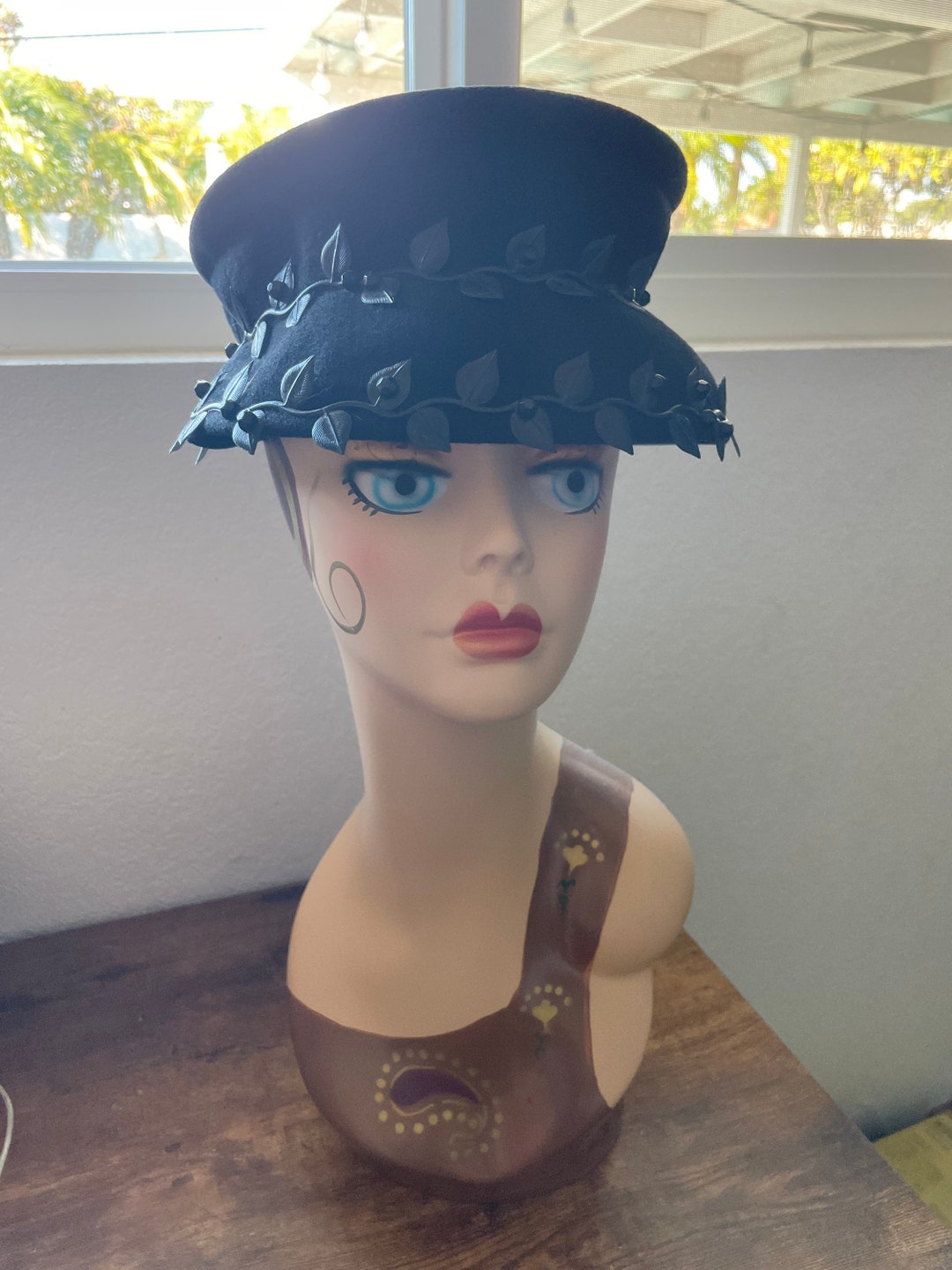 Vintage 1960s Wool Henry Pollak Bucket Hat With Leaf & Jewel Detailing ...
