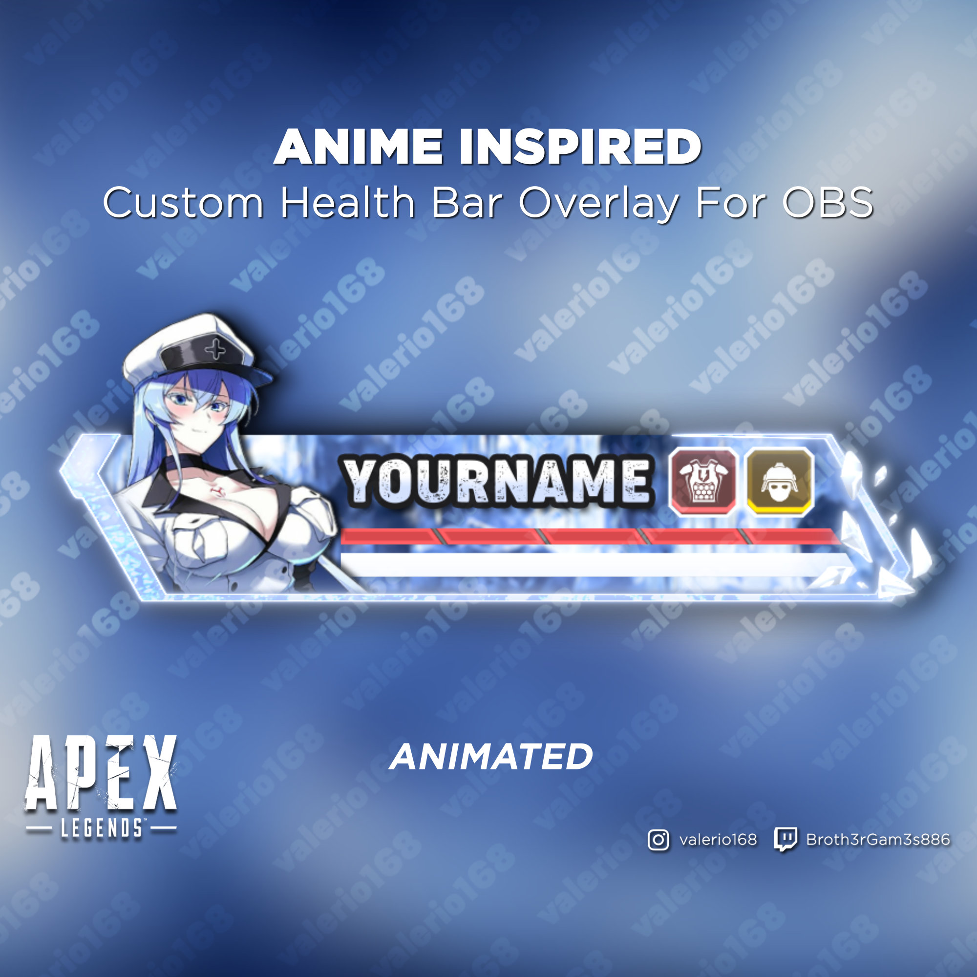 Anime Girl Animated Apex Legends Custom Health Bar Overlay for ...