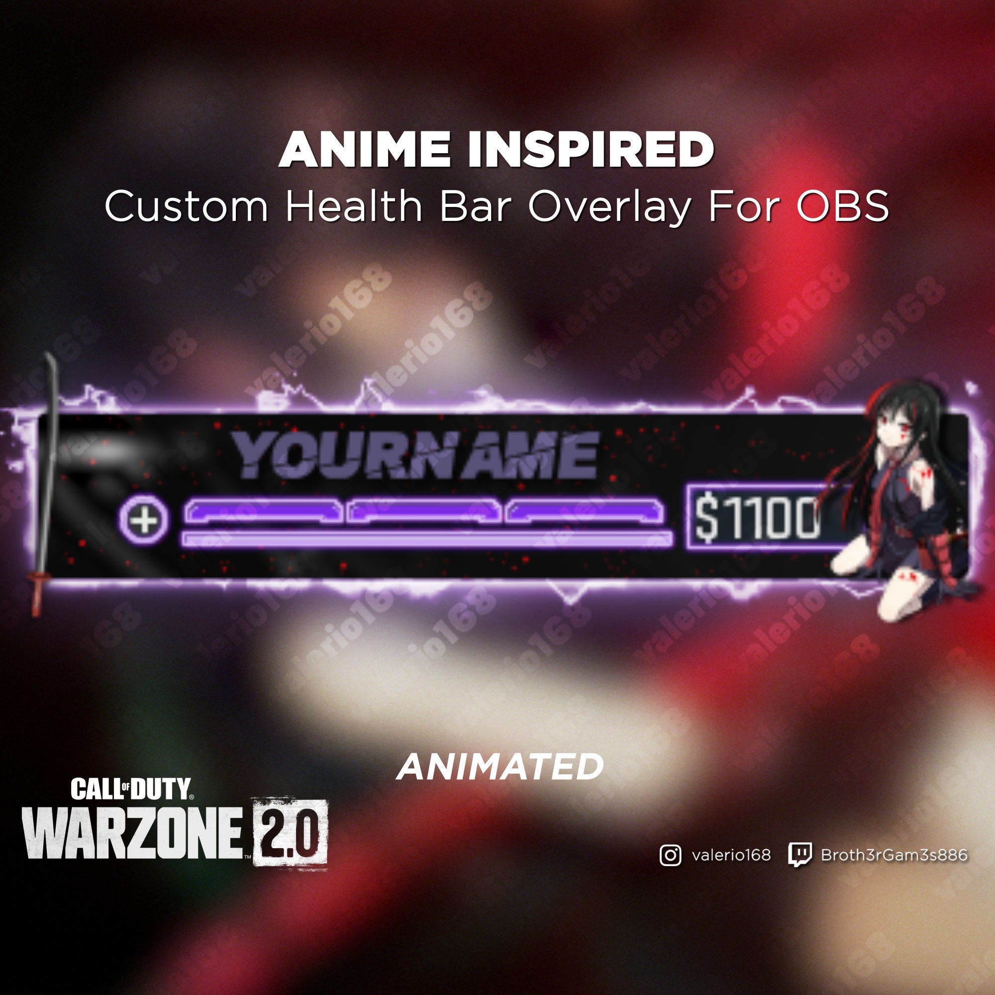 Anime Girl Animated - Warzone 2.0 Custom Health Bar Overlay for ...