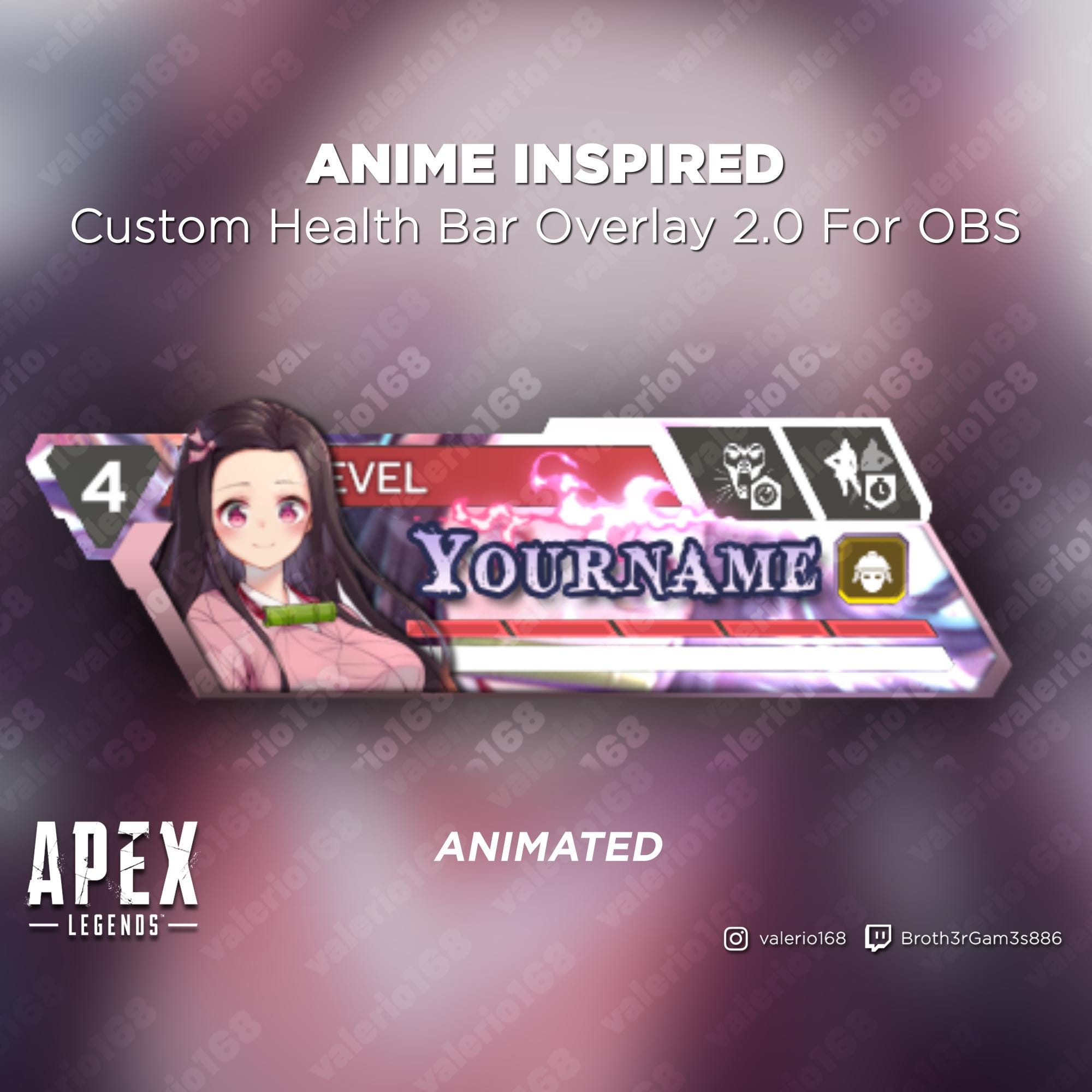 Anime Girl Animated - Apex Legends Custom Health Bar 2.0 Overlay for ...