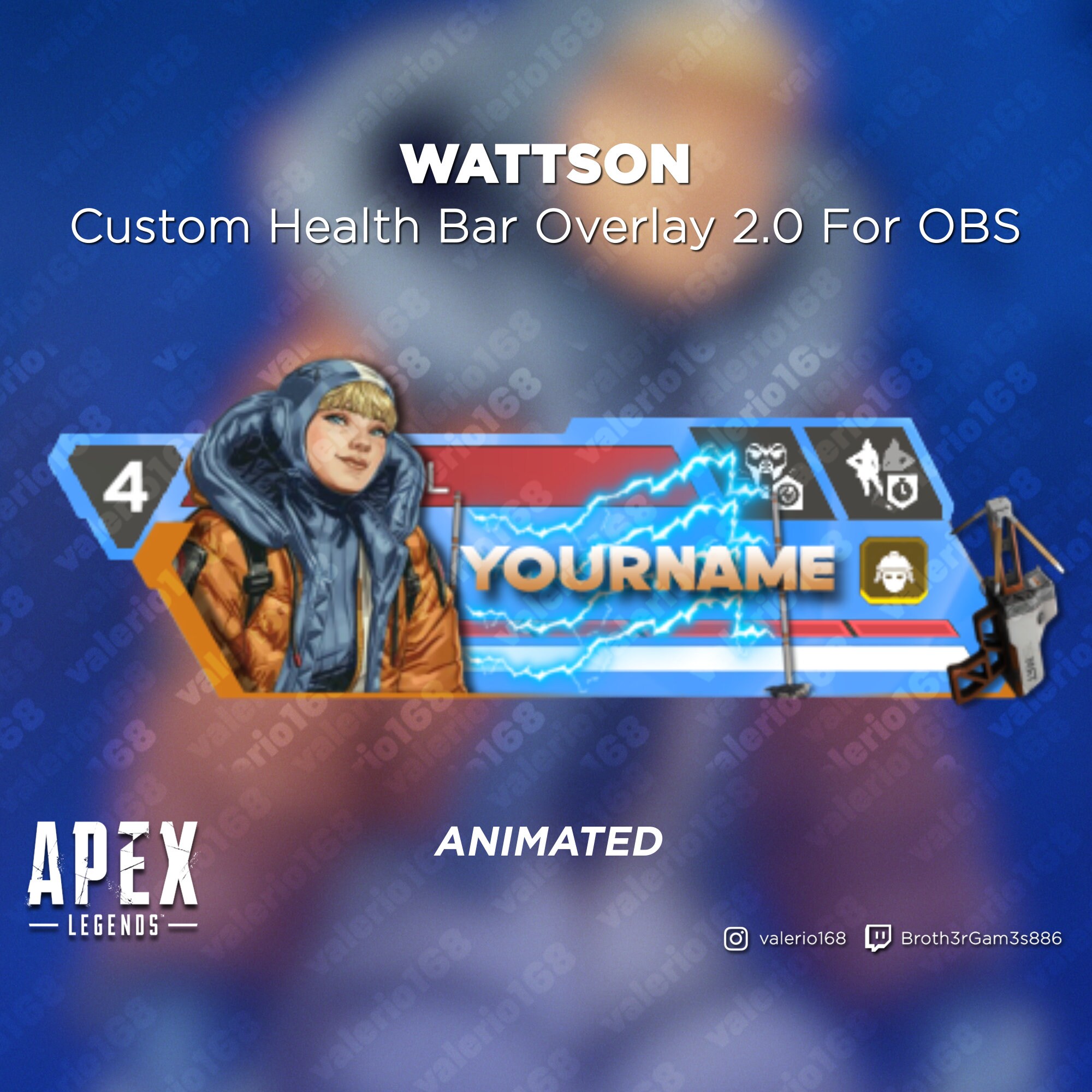Wattson Animated - Apex Legends Custom Health Bar 2.0 Overlay for ...