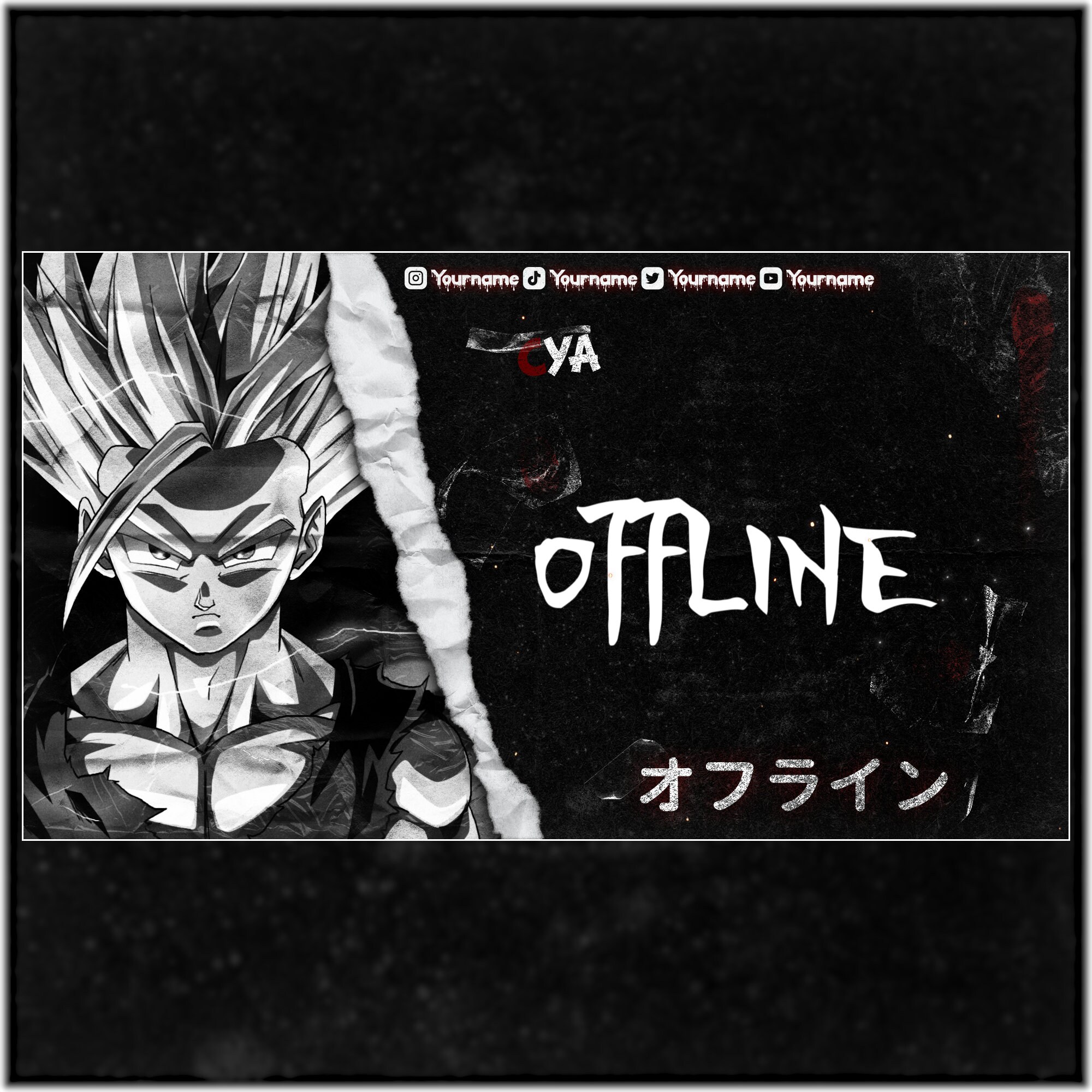 Animated Anime Dark Stream Pack Overlay Screen, Webcam Frame ...