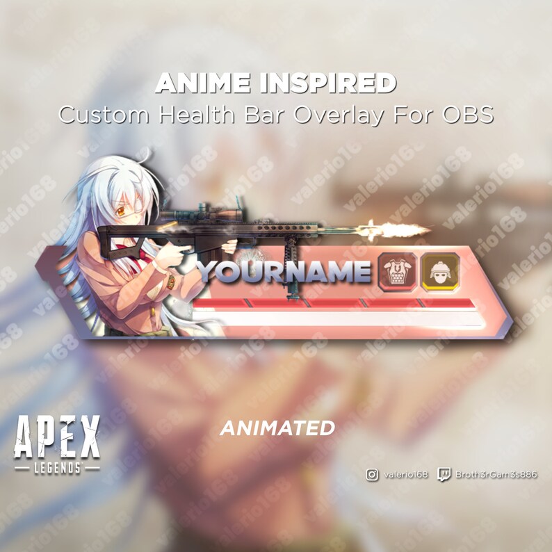 Anime Girl Animated Apex Legends Custom Health Bar Overlay for ...