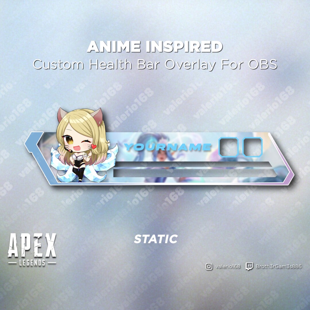 Anime Girl Static Apex Legends Custom Health Bar Overlay for Streaming ...