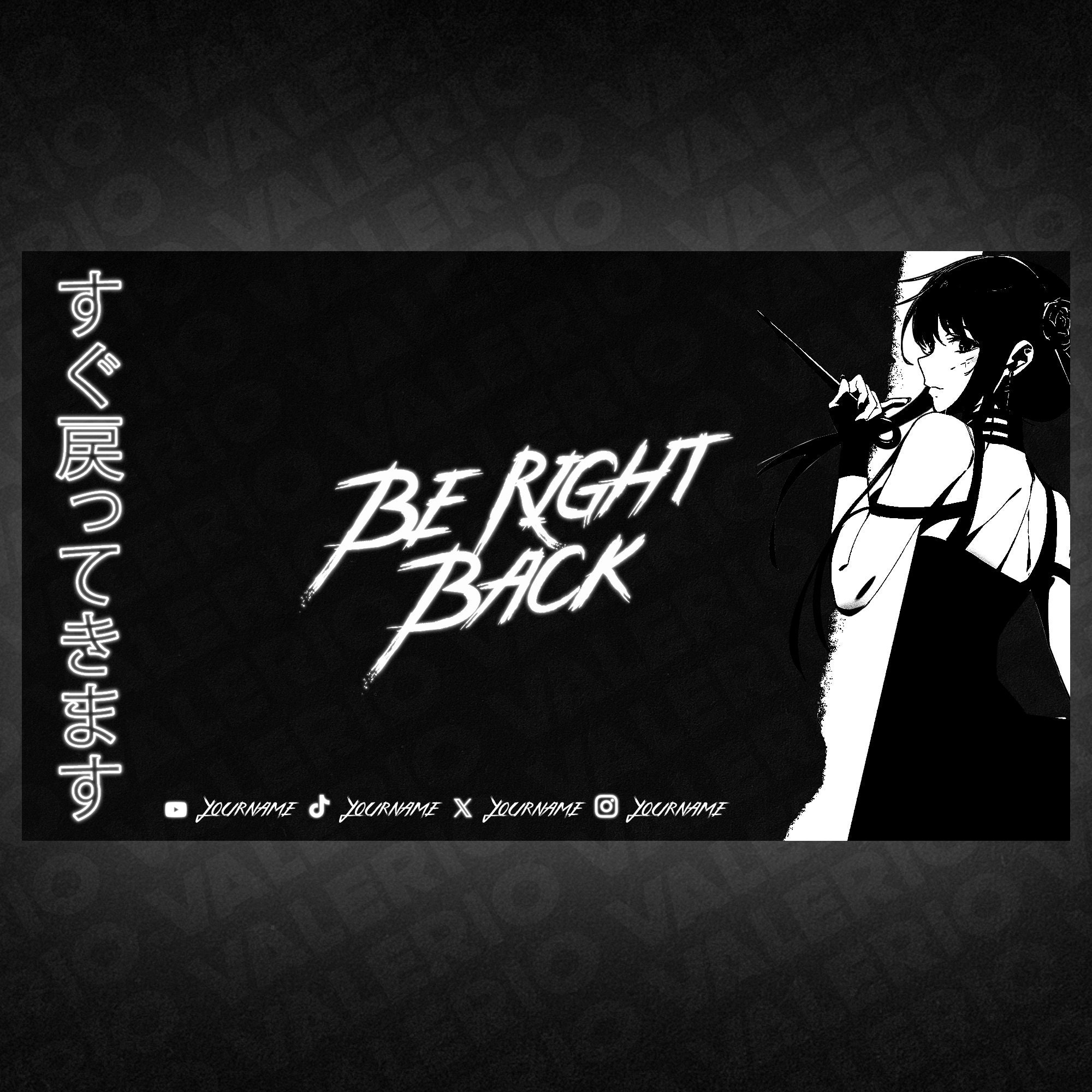 Animated Anime Dark Girl Streaming Pack Overlay Screen, Webcam Frame ...