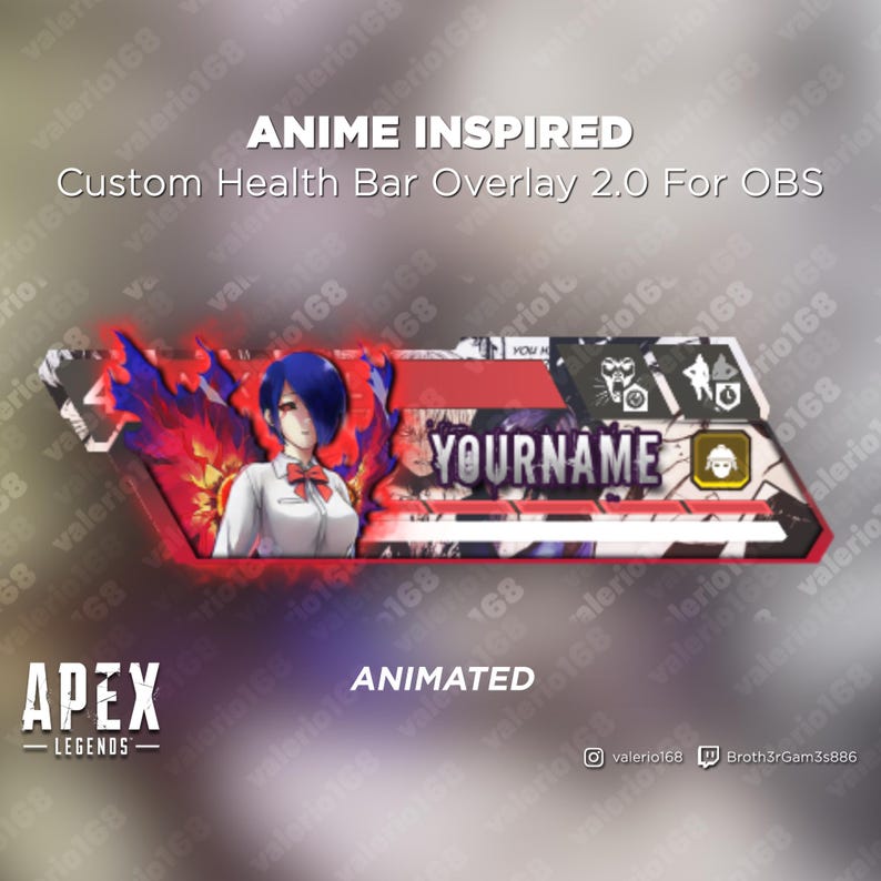 Anime Girl Animated - Apex Legends Custom Health Bar 2.0 Overlay for ...