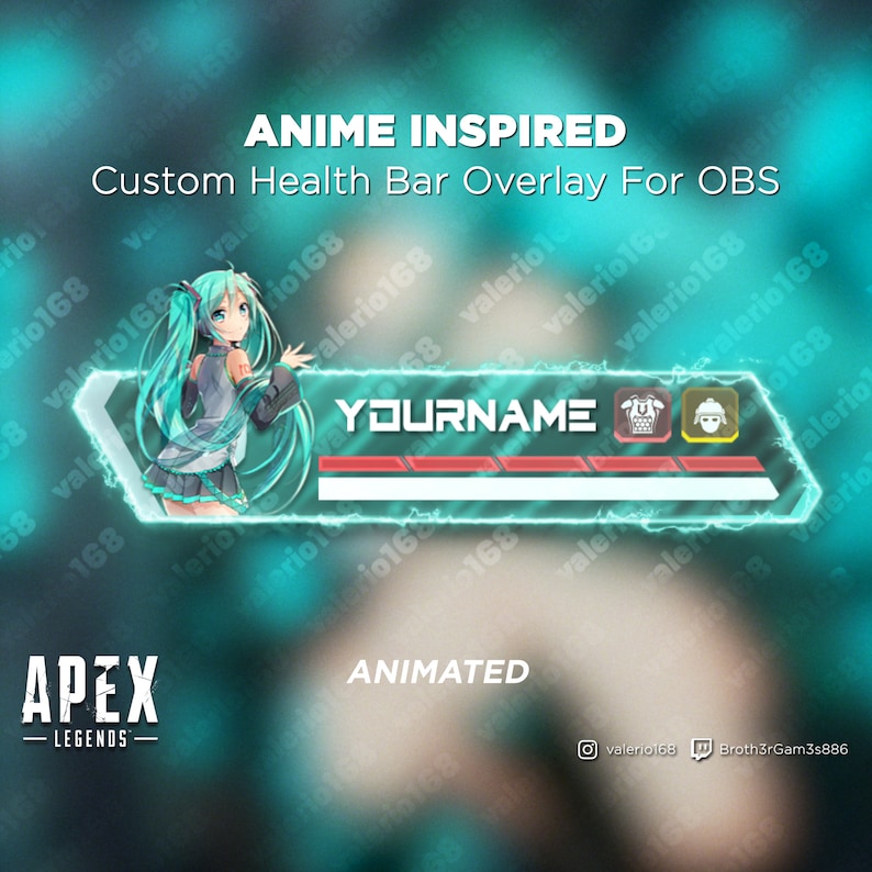 Anime Girl Animated Apex Legends Custom Health Bar Overlay for ...