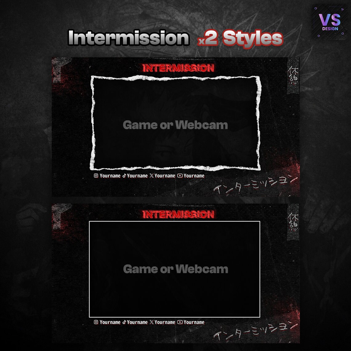 Animated Anime Streaming Pack Overlay Screen, Webcam Frame, Transition ...