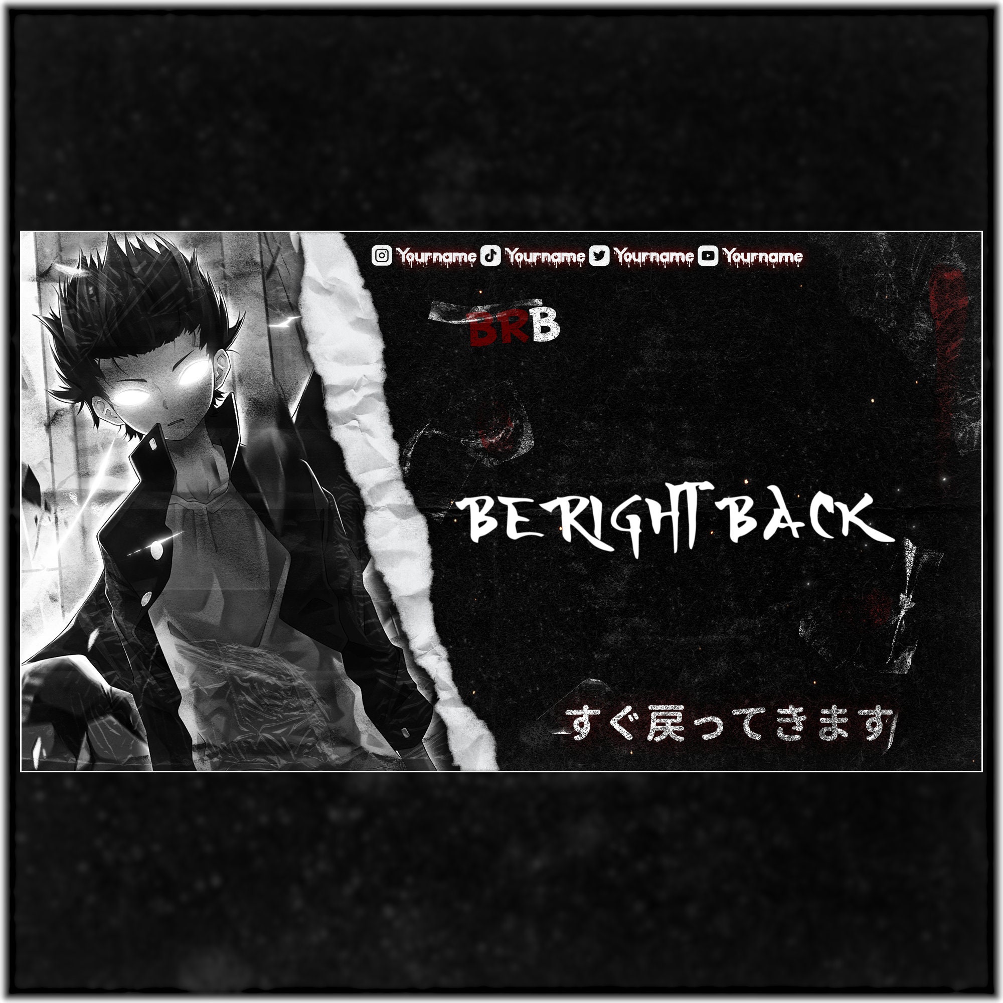 Animated Anime Dark Stream Pack Overlay Screen, Webcam Frame ...