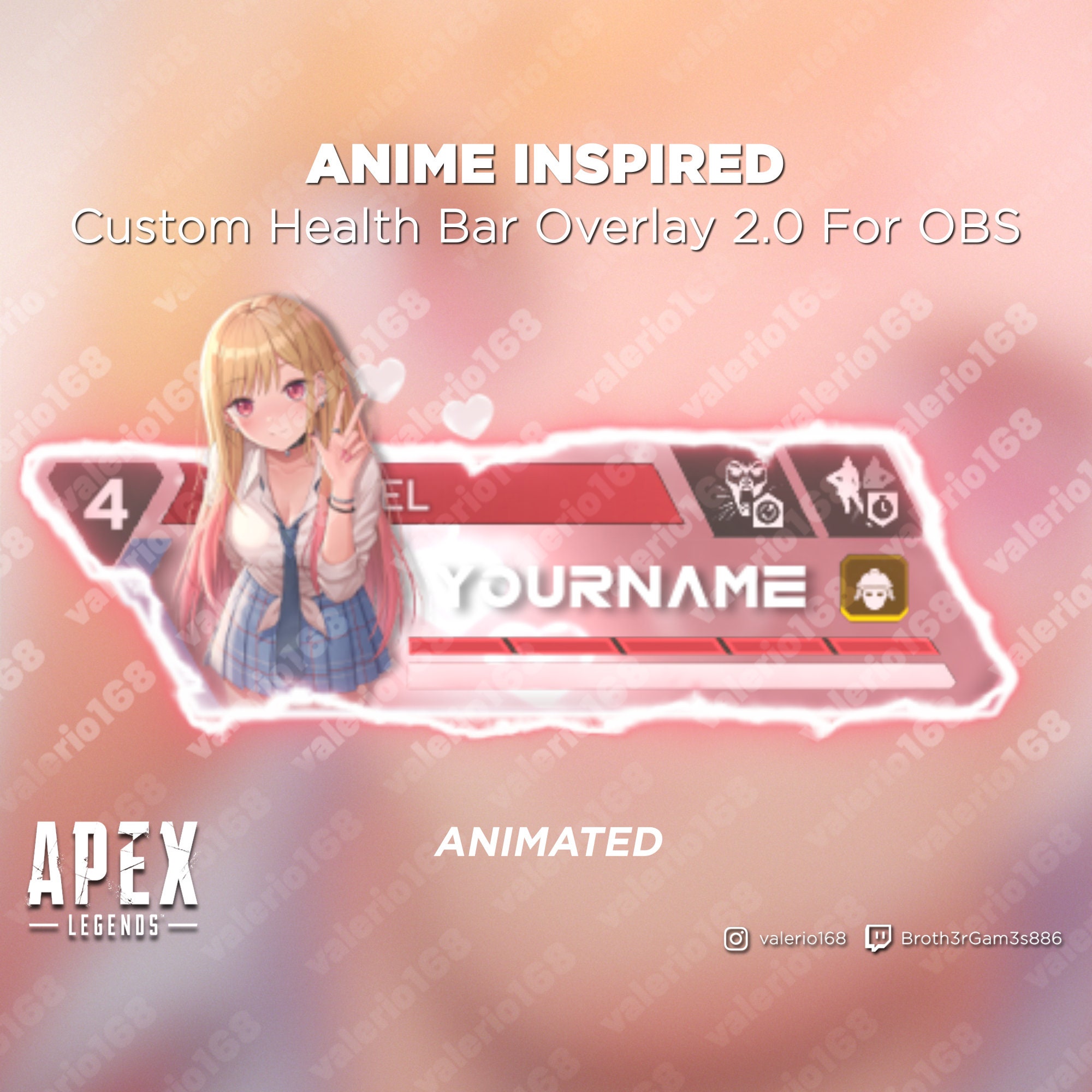 Anime Girl Animated Apex Legends Custom Health Bar 2.0 Overlay for ...