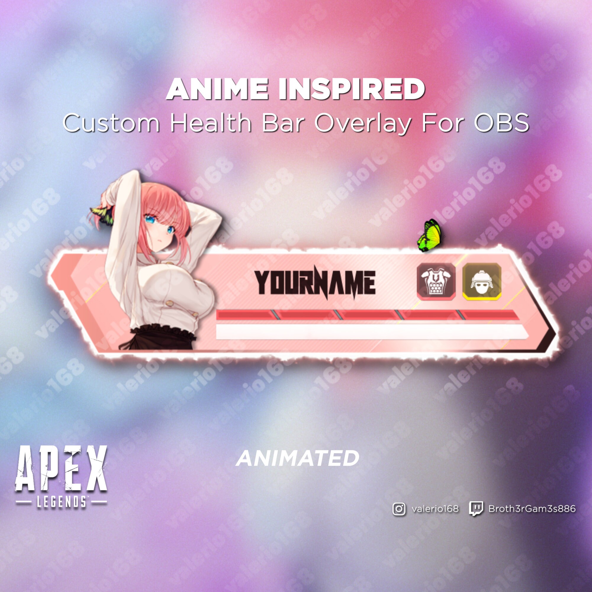 Anime Girl Animated Apex Legends Custom Health Bar Overlay for ...