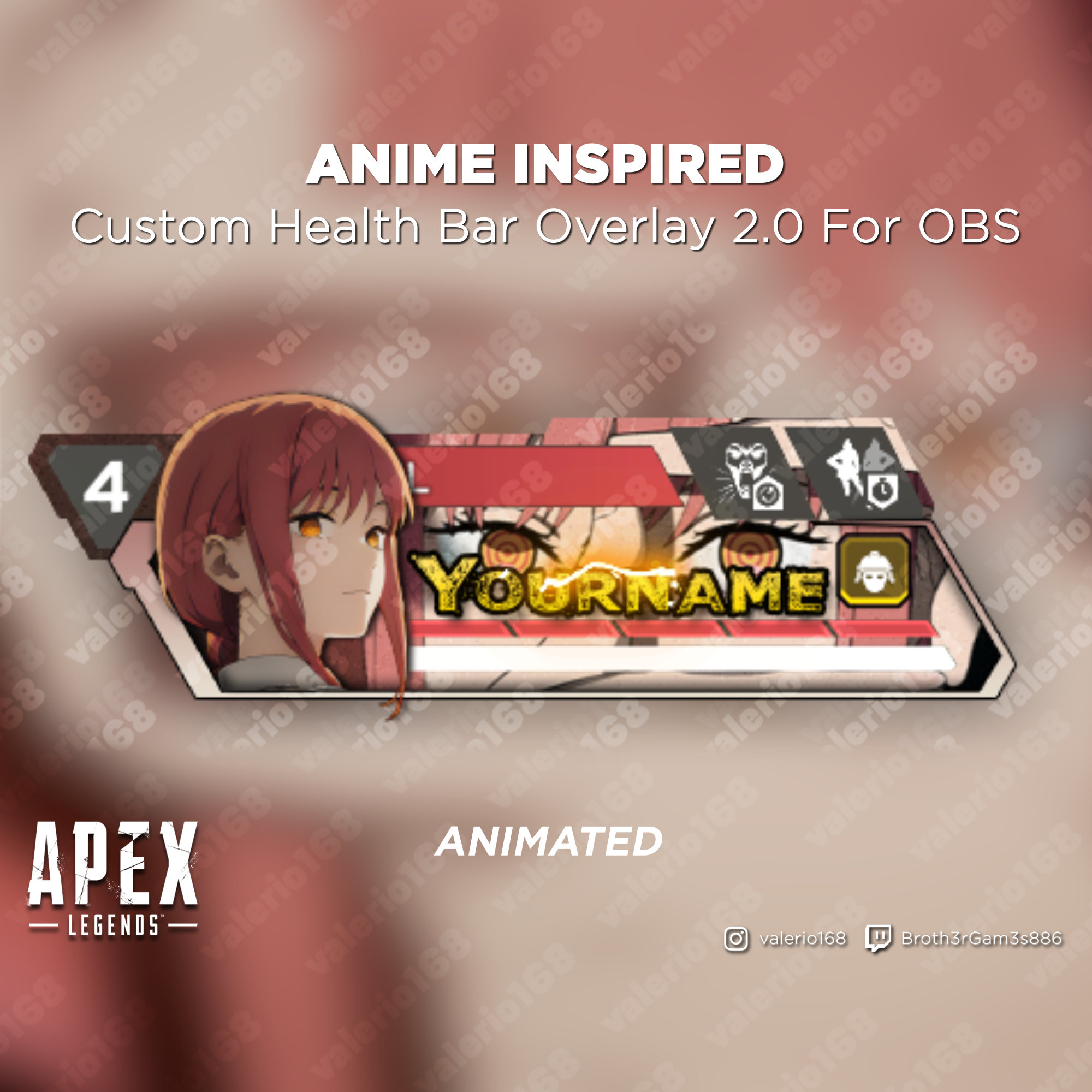 Anime Girl Animated Apex Legends Custom Health Bar 2.0 Overlay for ...