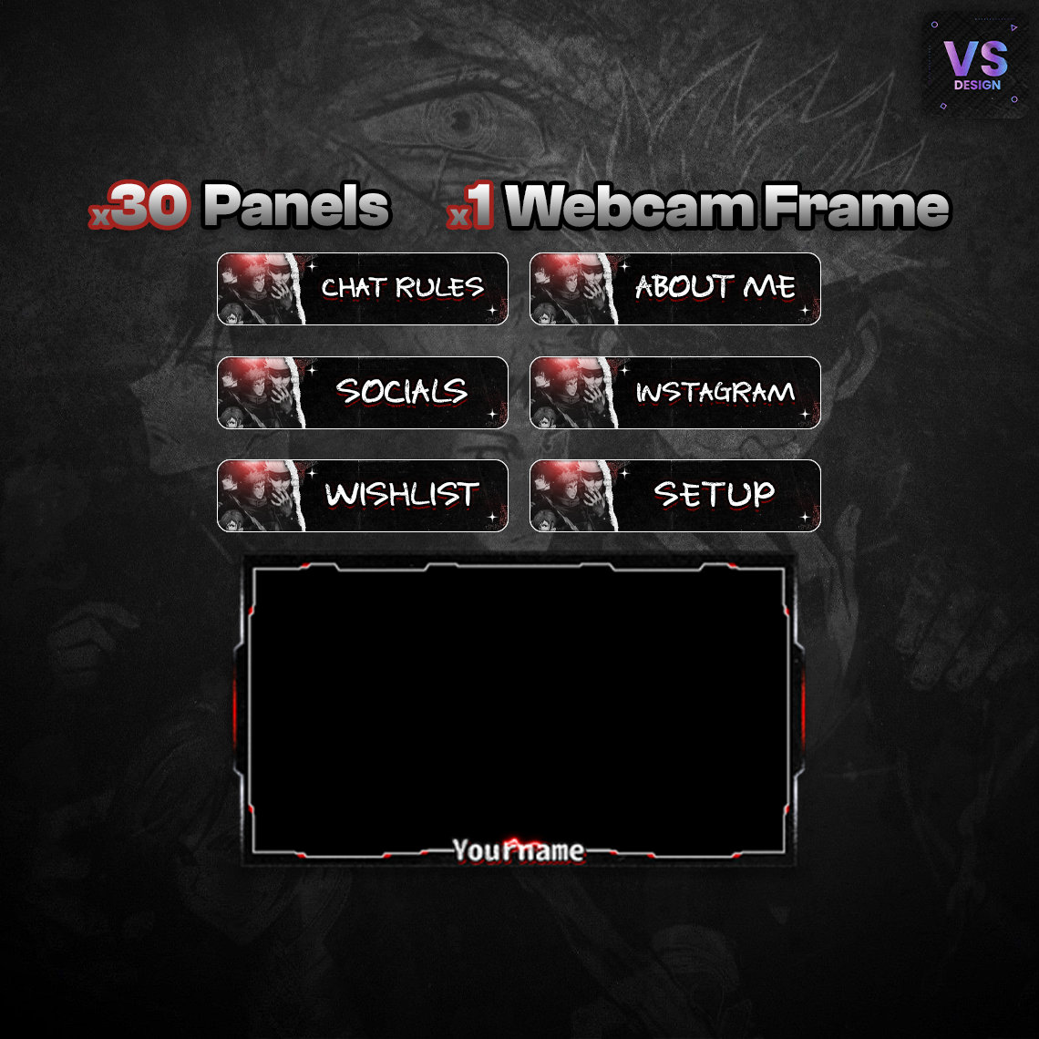 Animated Anime Streaming Pack Overlay Screen, Webcam Frame, Transition ...