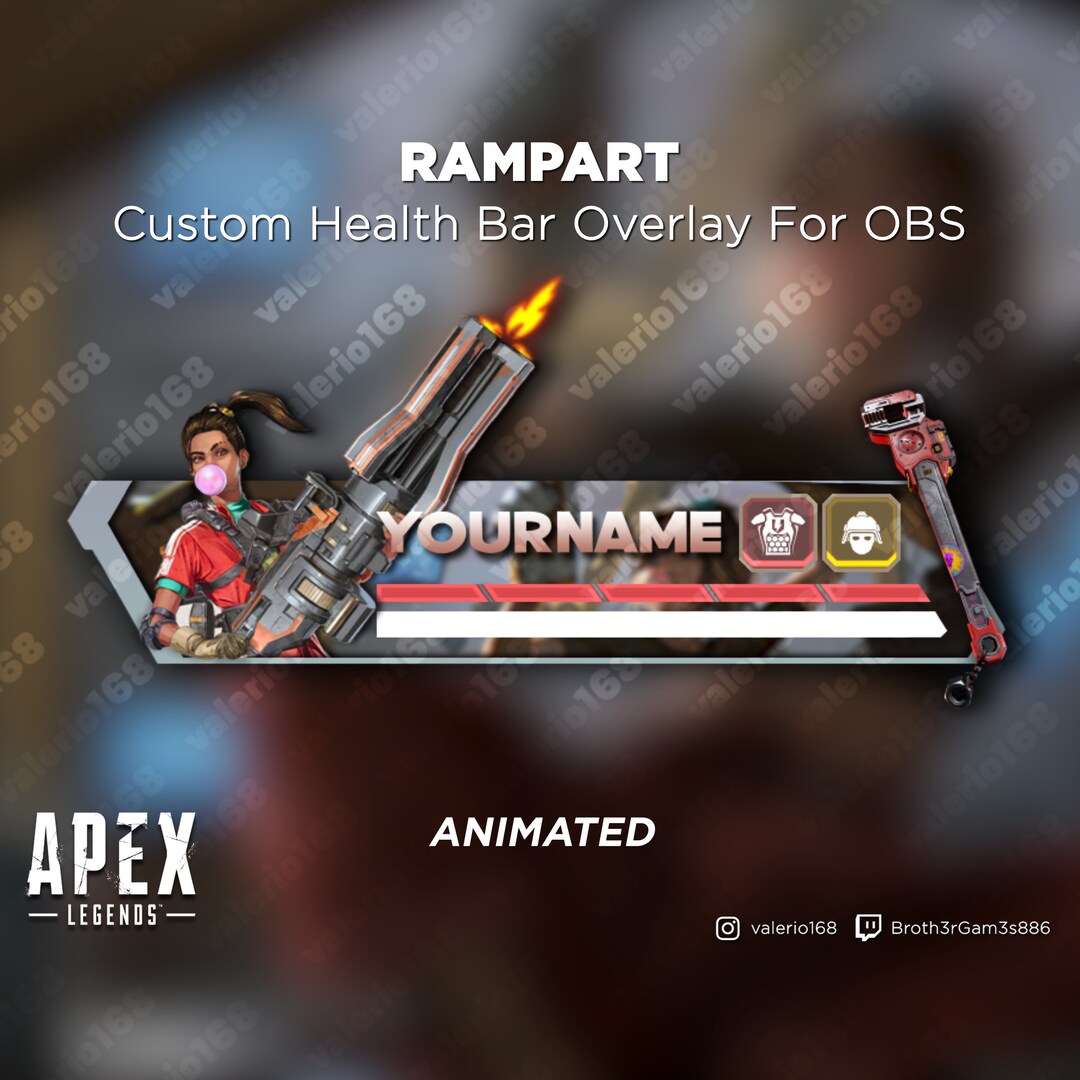 Rampart Animated Apex Legends Custom Health Bar Overlay for Streaming ...