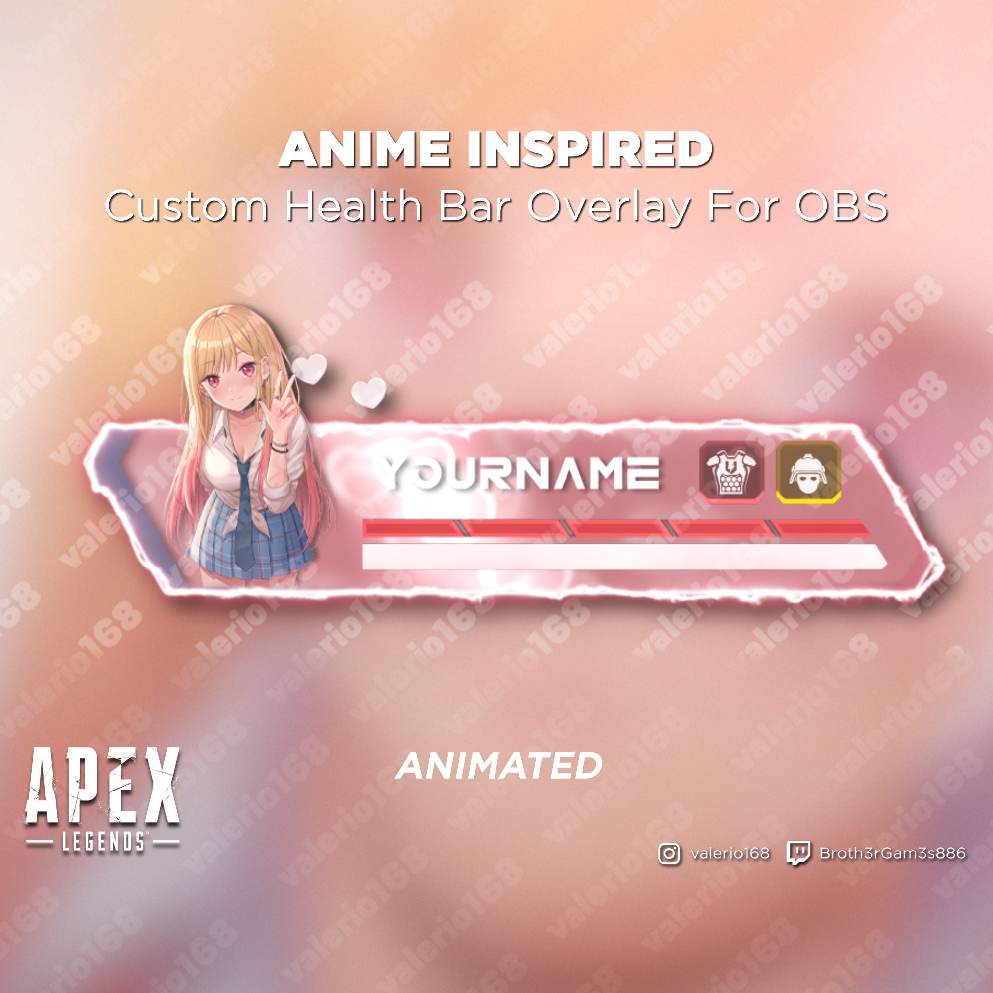 Anime Girl Animated Apex Legends Custom Health Bar Overlay for ...