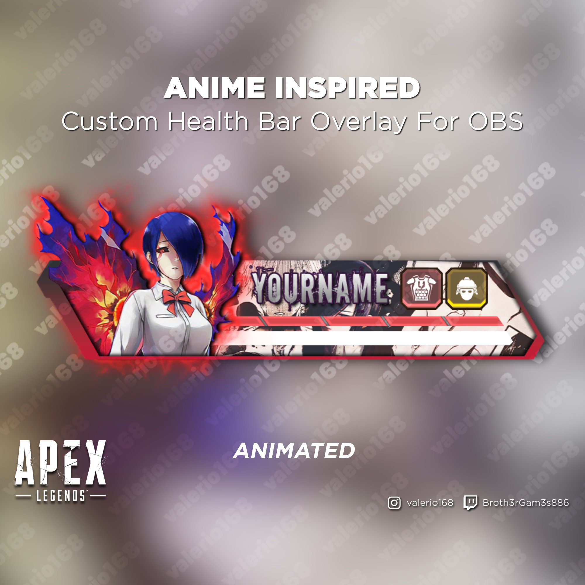 Anime Girl Animated Apex Legends Custom Health Bar Overlay for ...
