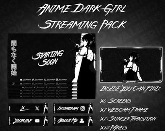 Animated Anime Mad Girl Streaming Pack Overlay Screen, Webcam Frame ...