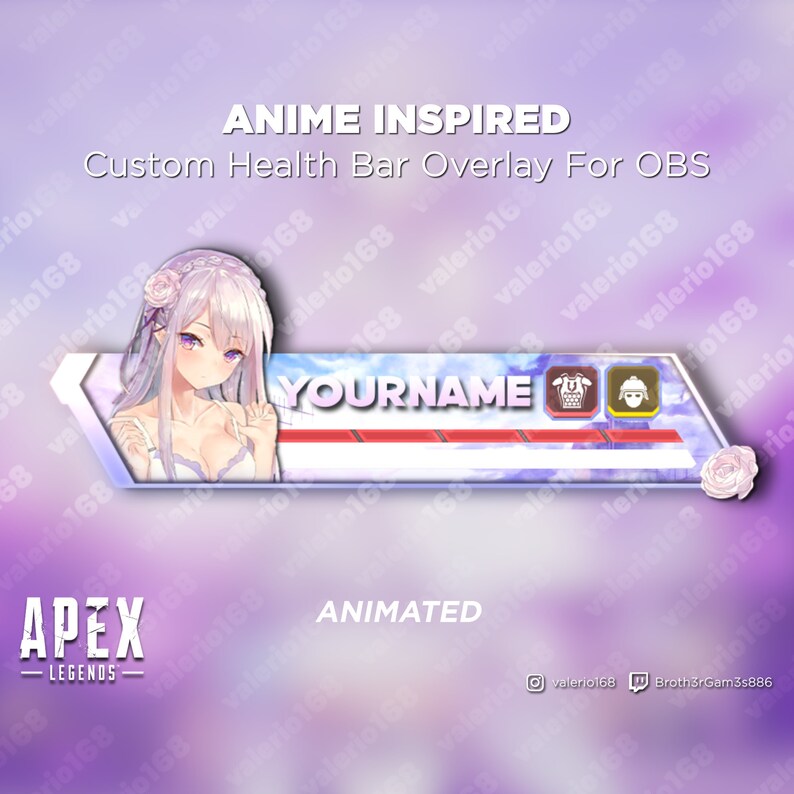 Anime Girl Animated Apex Legends Custom Health Bar Overlay for ...