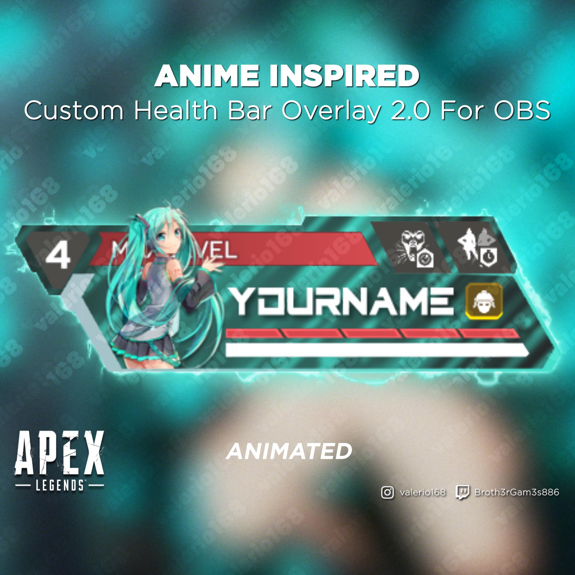 Anime Girl Animated - Apex Legends Custom Health Bar Overlay for ...