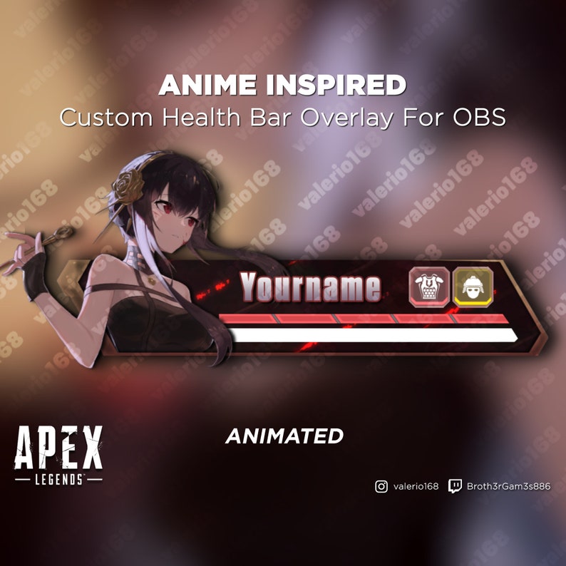 Anime Girl Animated Apex Legends Custom Health Bar Overlay for ...
