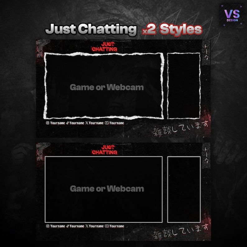 Animated Anime Streaming Pack Overlay Screen, Webcam Frame, Transition ...