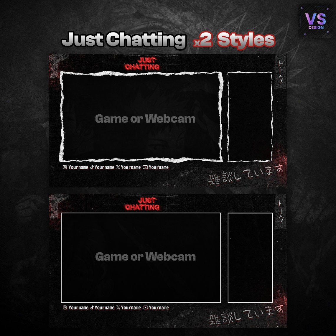 Animated Anime Streaming Pack Overlay | Screen, Webcam Frame ...
