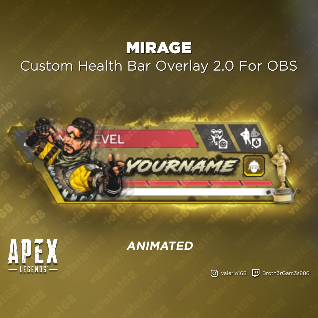 Mirage Animated - Apex Legends Custom Health Bar 2.0 Overlay for ...