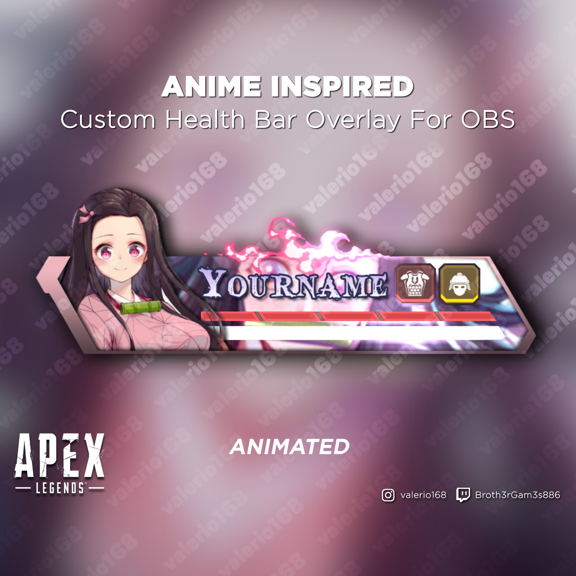 Anime Girl Animated Apex Legends Custom Health Bar Overlay for ...