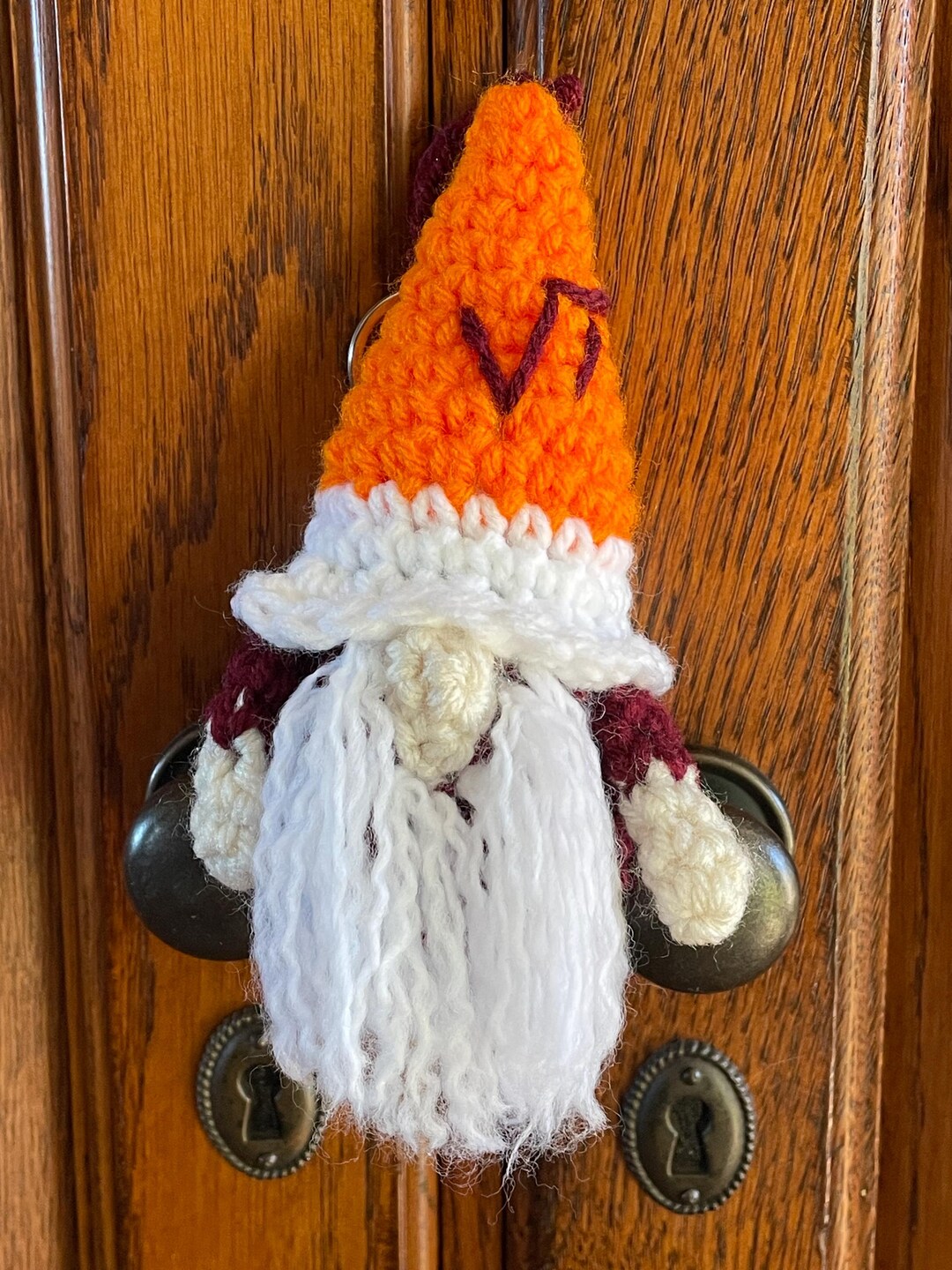 Handmade Crochet Va Tech Fan Gnome Keychain - Etsy