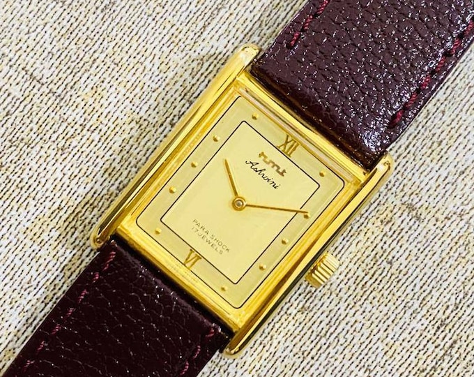 Beautiful Hmt Ashwini Tank Golden Dial Two Hand 17jewels Mechanical ...