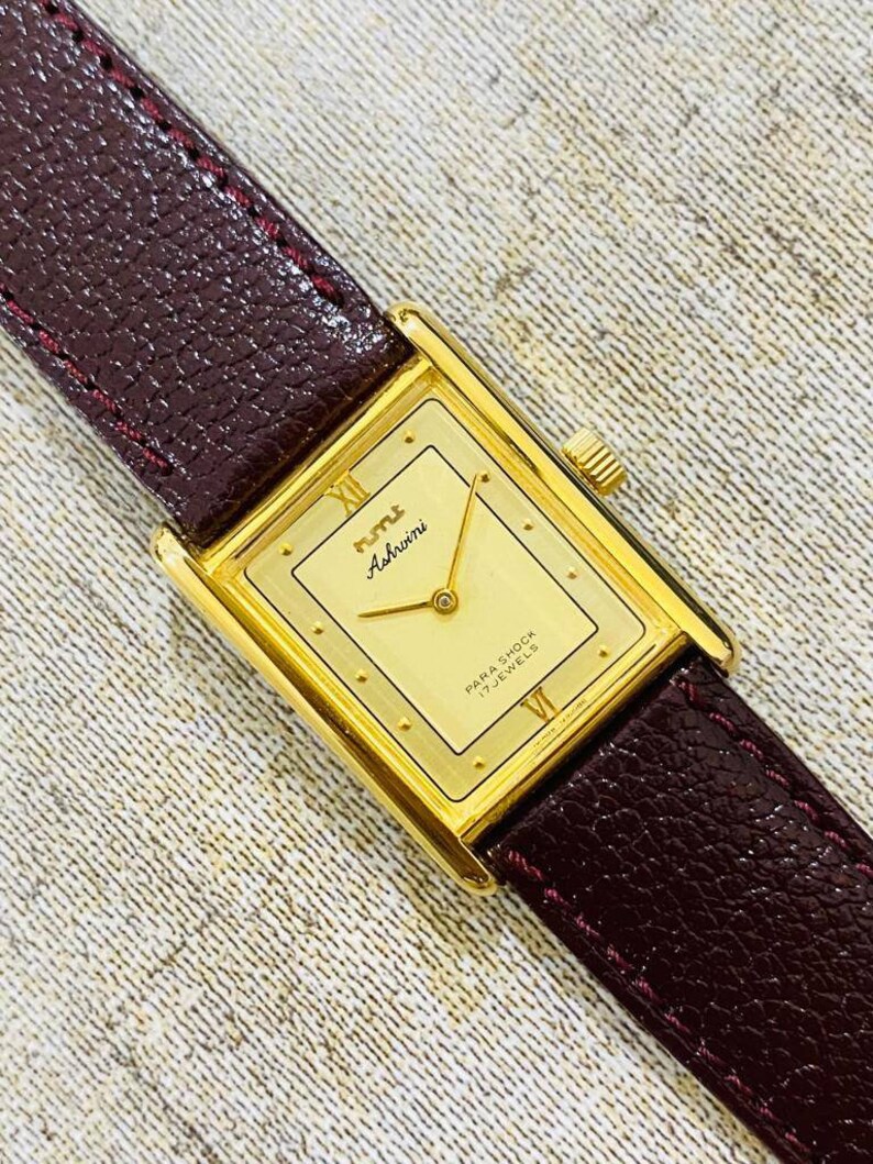 Beautiful Hmt Ashwini Tank Golden Dial Two Hand 17jewels Mechanical ...