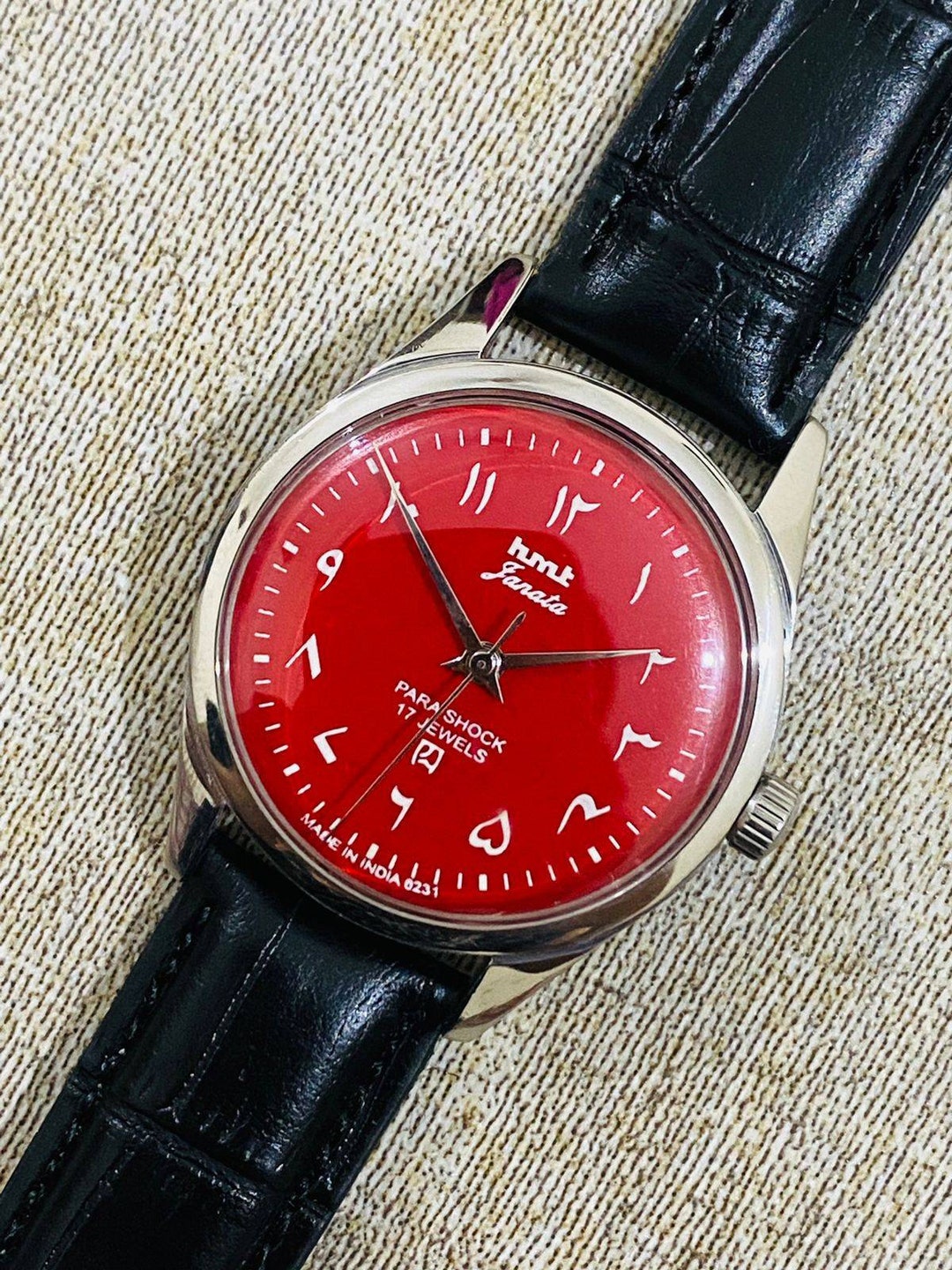 Beautiful Vintage Hmt Janata Arabic Numerals Red Dial Hand Winding ...