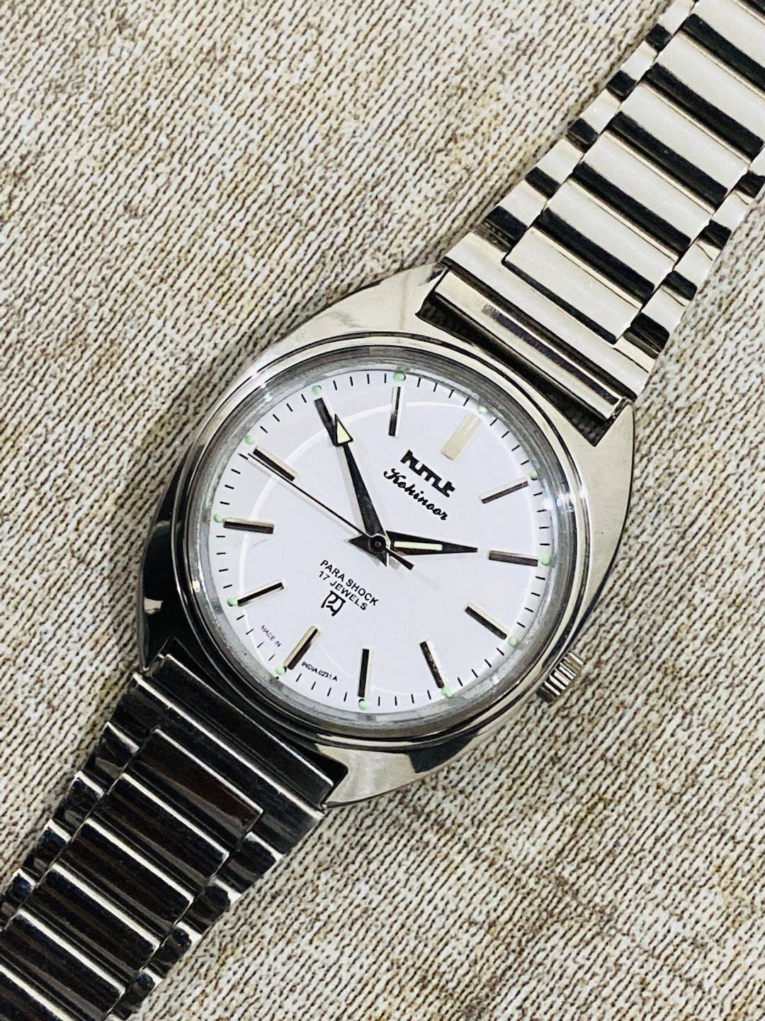 Vintage Hmt Kohinoor White Dial With Hmt Steel Chain Mechanical Manual ...