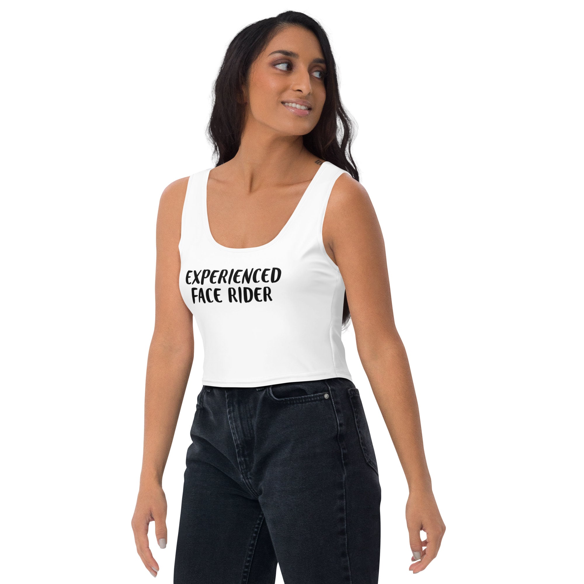 Experienced Face Rider Body Hugging Polyester Spandex Stretchy Crop Top ...
