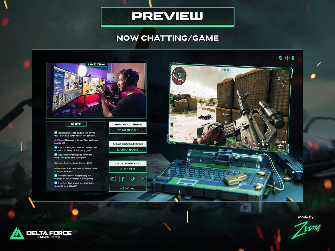 Delta Force | Animated Twitch Youtube Live Streaming Screen Layout ...