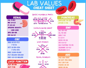 Lab Values Cheat Sheet - Etsy