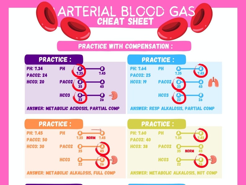 Arterial Blood Gases abgs Acid-base Balance Worksheet - Etsy
