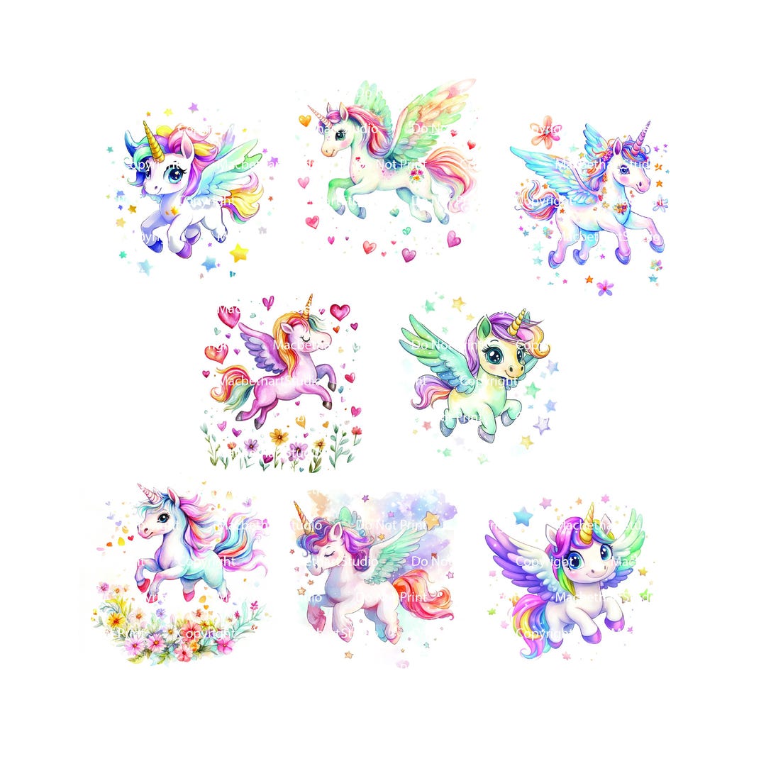 Baby Unicorns Clipart - 8 High Quality Jpgs - Digital Download ...