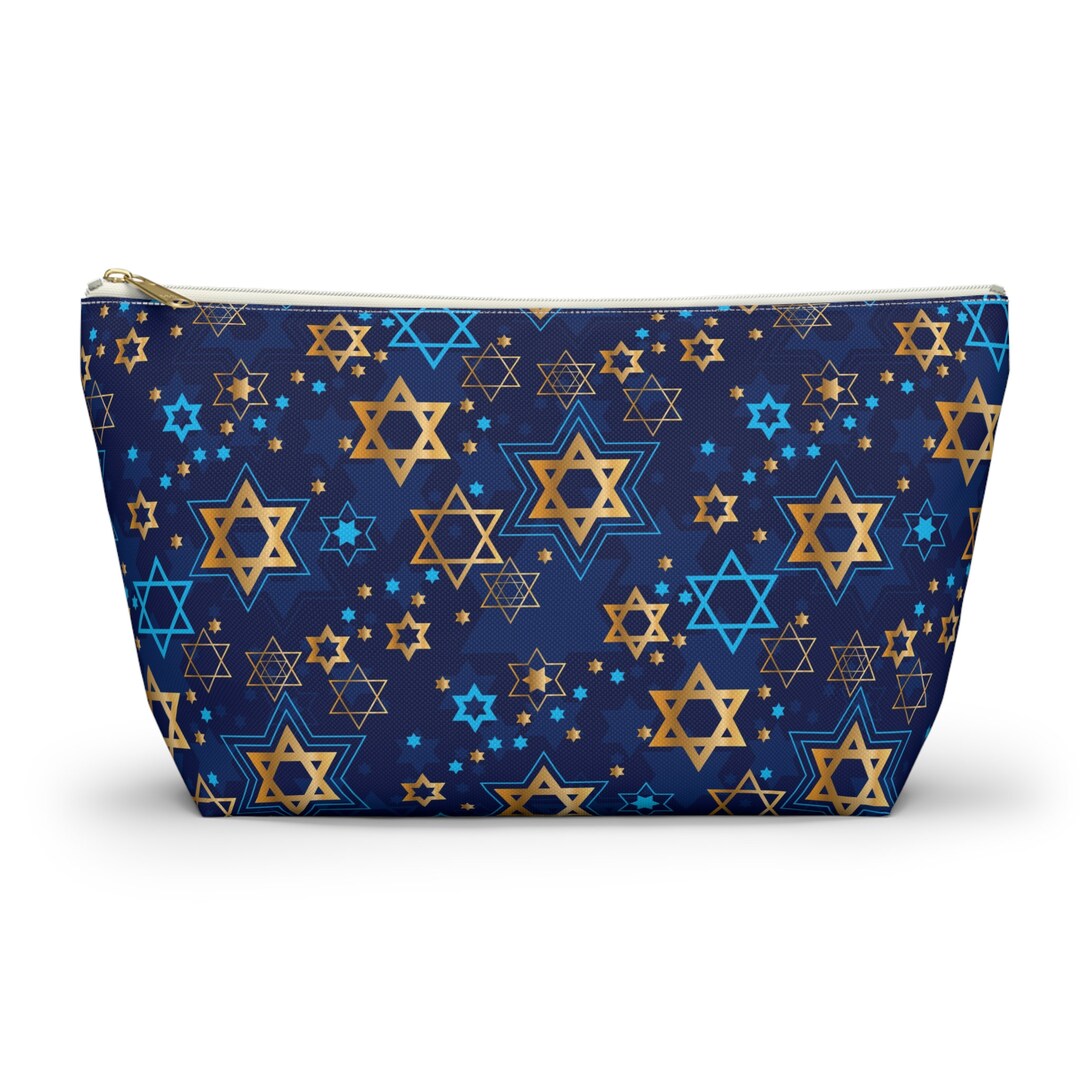 Blue and Gold Jewish Stars Accessory Pouch W T-bottom - Etsy