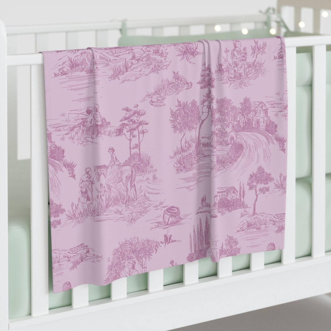 Dusty Mauve Toile De Jouy Baby Swaddle Blanket - Etsy