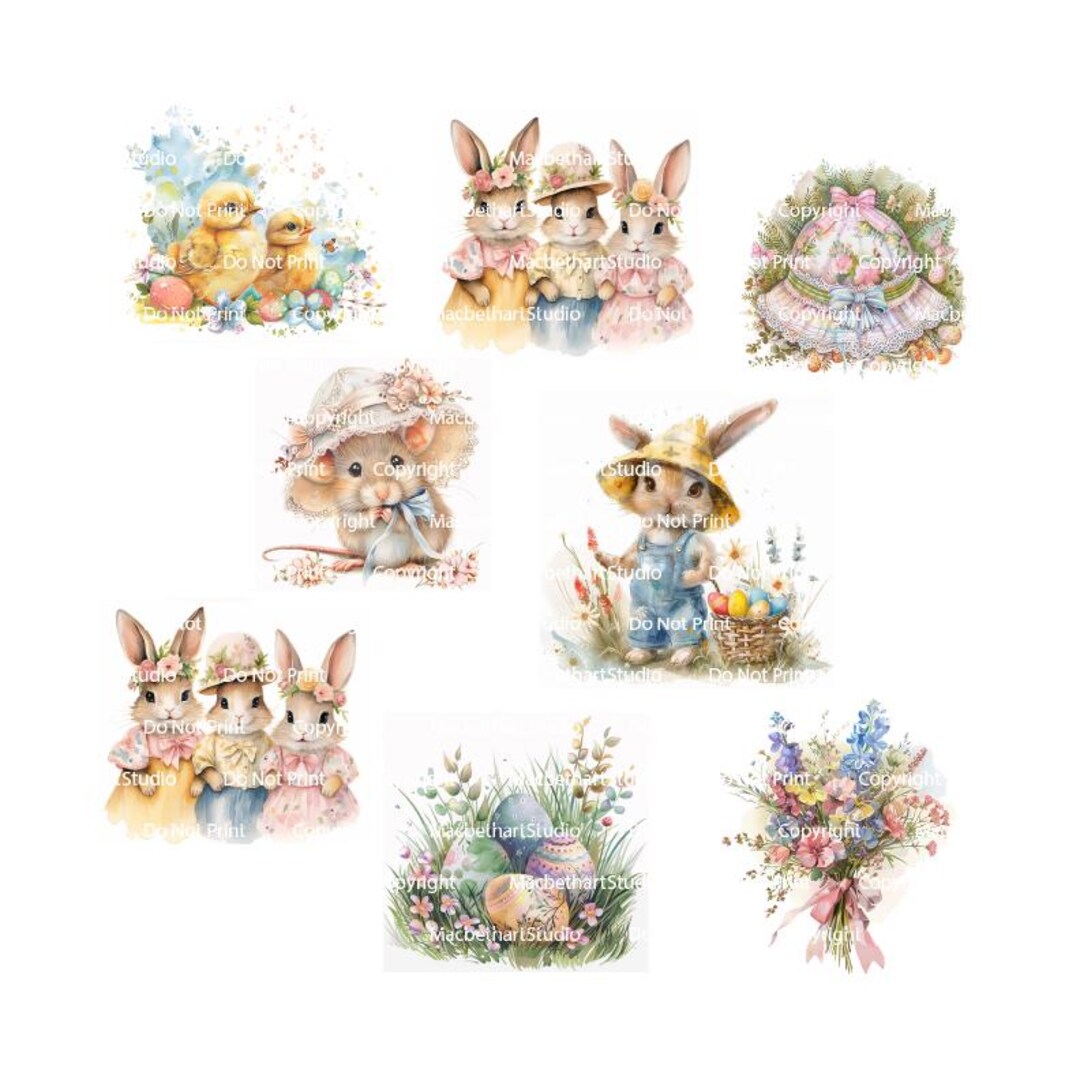 Easter Watercolor Clipart - 8 High Quality Jpgs - Digital Download ...