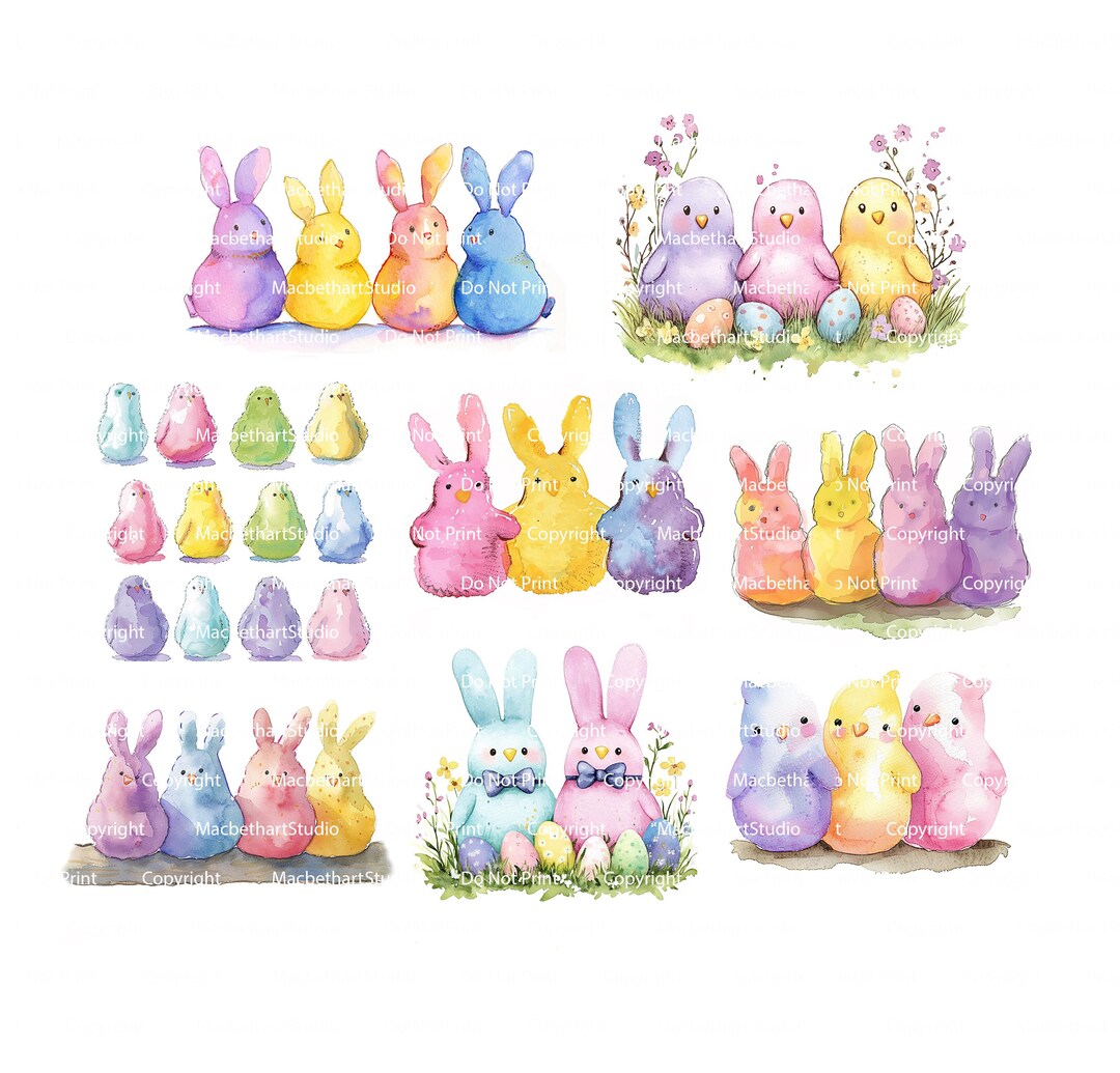 Easter Peeps Clipart - 8 High Quality Jpgs - Digital Download - Digital ...