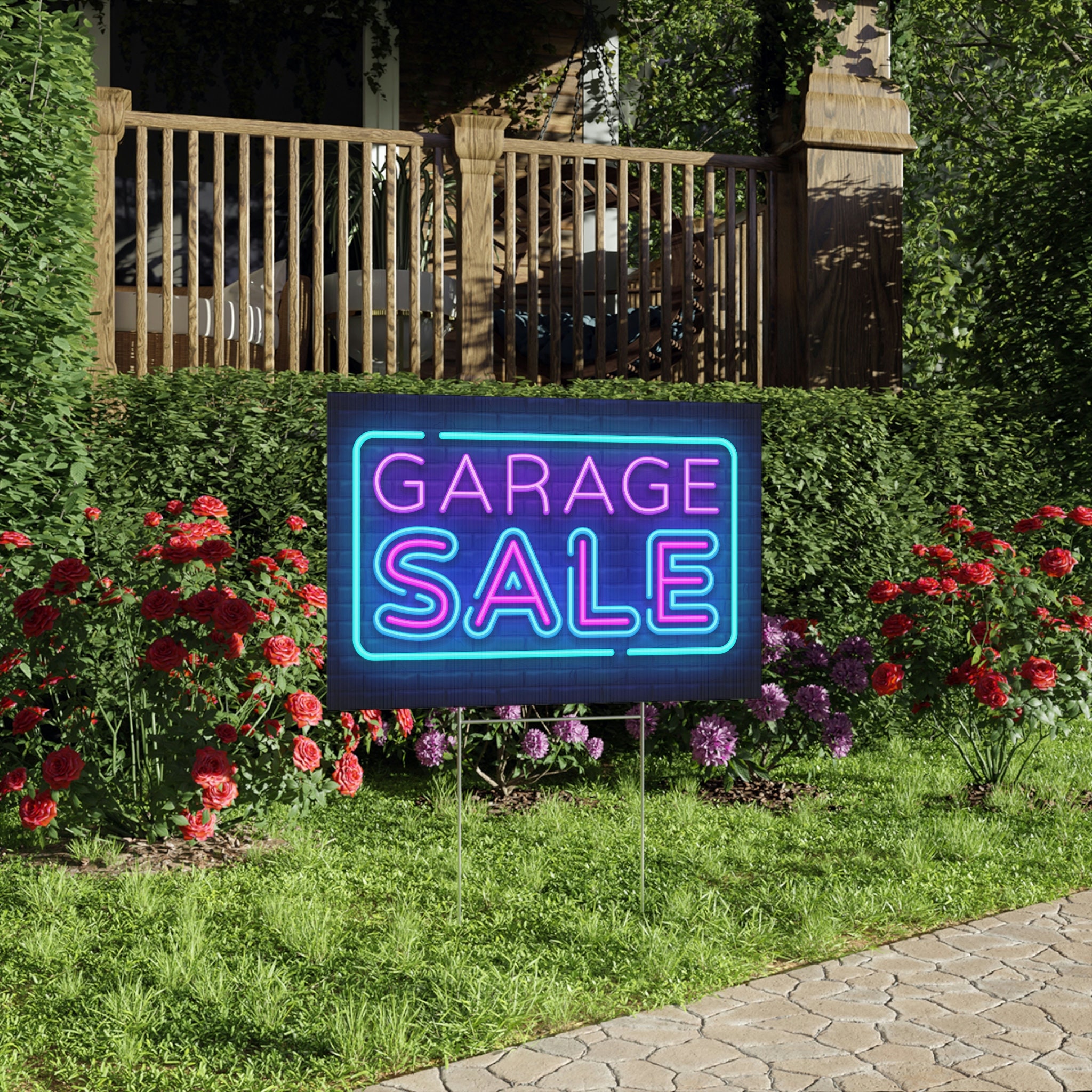 Neon Look Garage Sale Yard Sign - Etsy