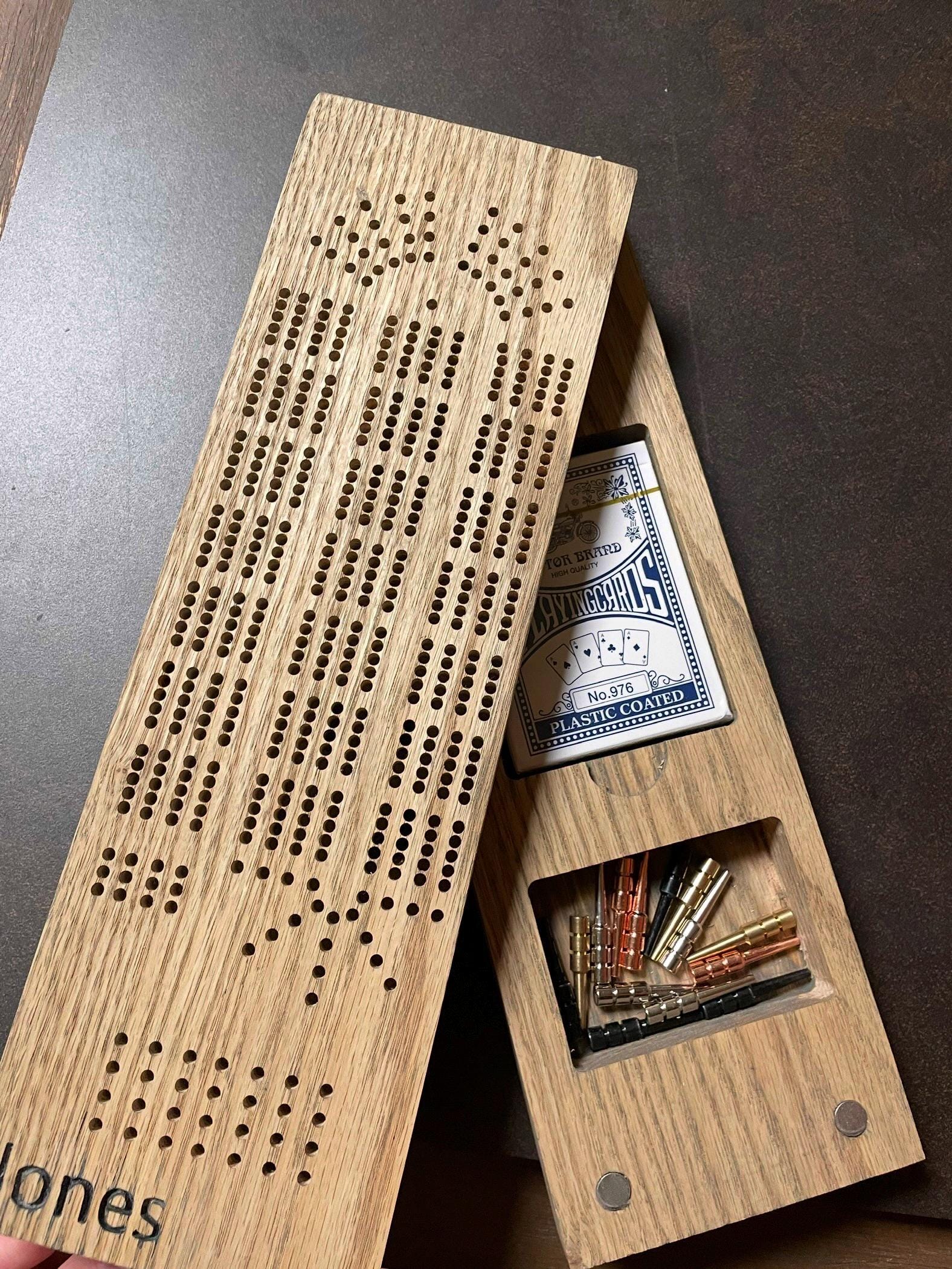 Handcrafted Red Oak Cribbage Board - Premium Wooden Game Set With ...