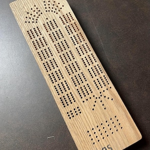 Handcrafted Red Oak Cribbage Board - Premium Wooden Game Set With Hidden Storage for Cards and ...