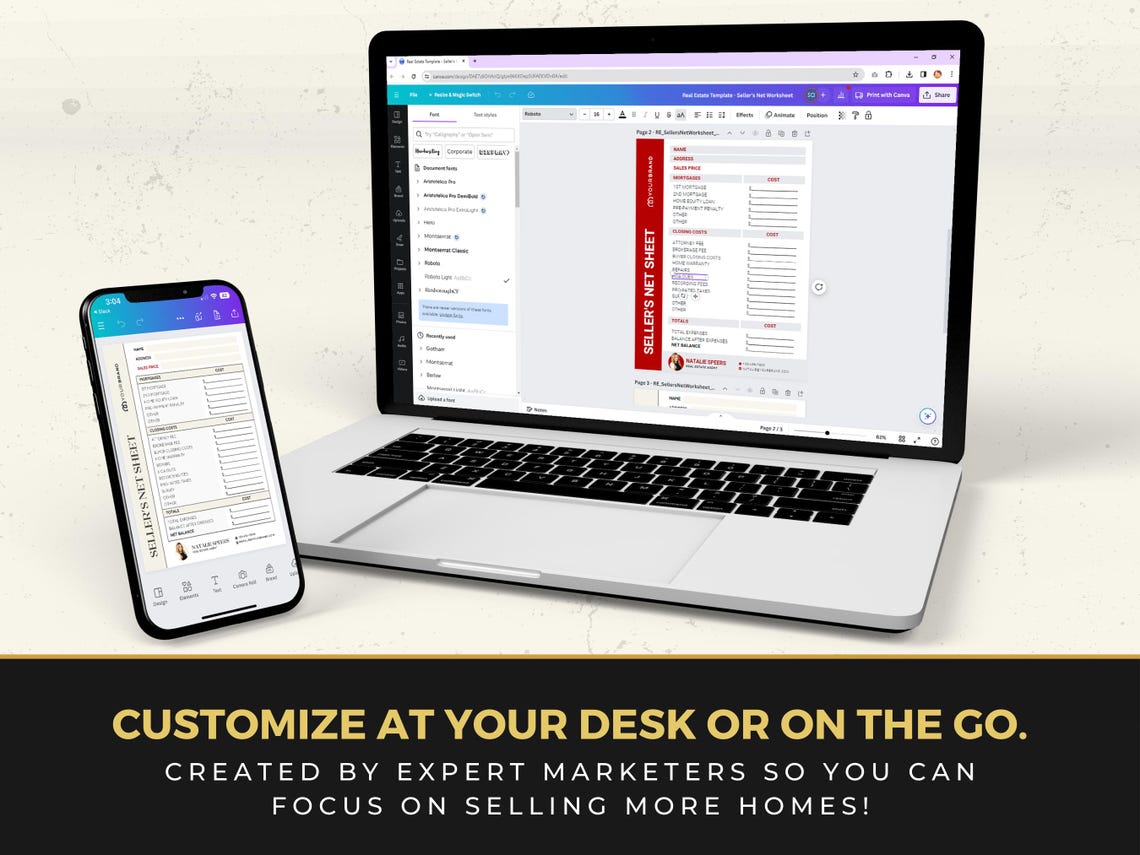 Real Estate Sellers Net Worksheet Template - Professional Realtor Net ...