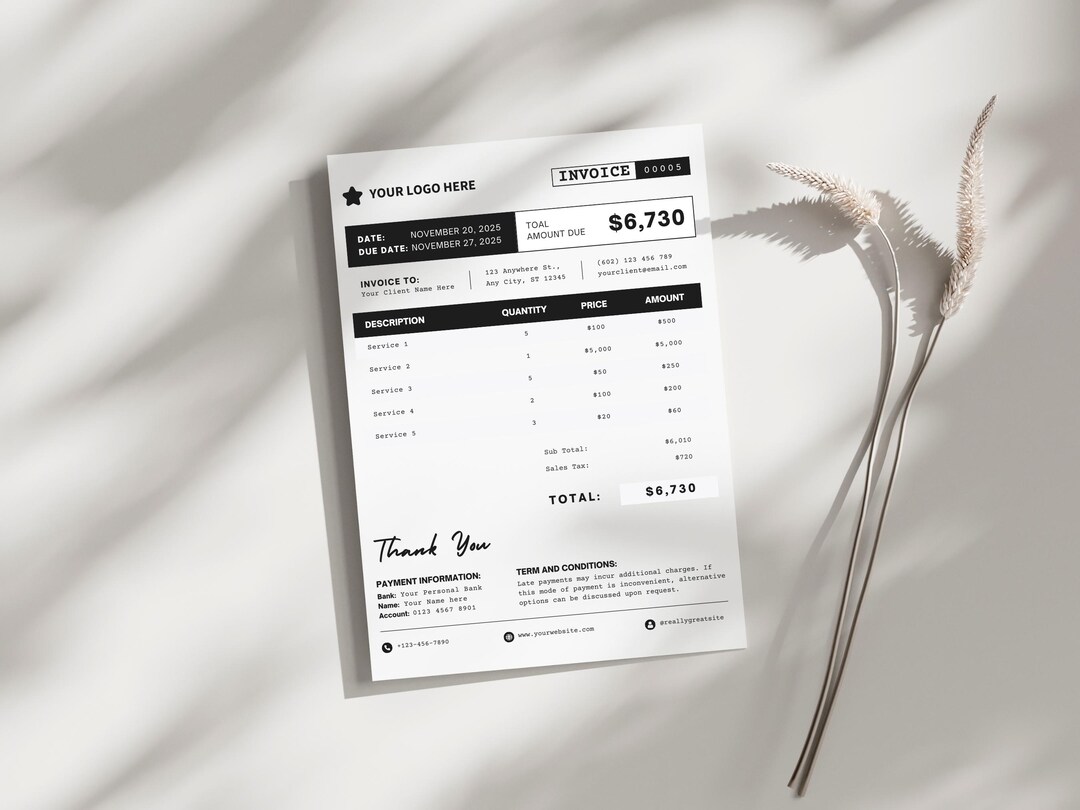 Invoice Template, Invoice Tracker, Bookkeeping Template, Printable ...