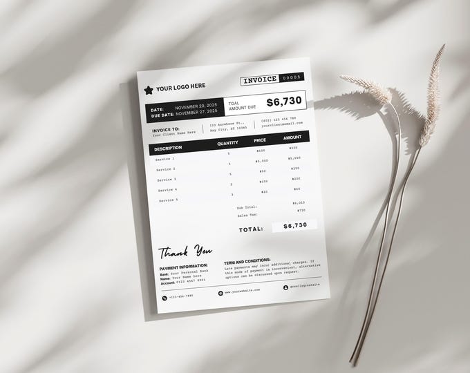 Invoice Template, Invoice Tracker, Bookkeeping Template, Printable ...