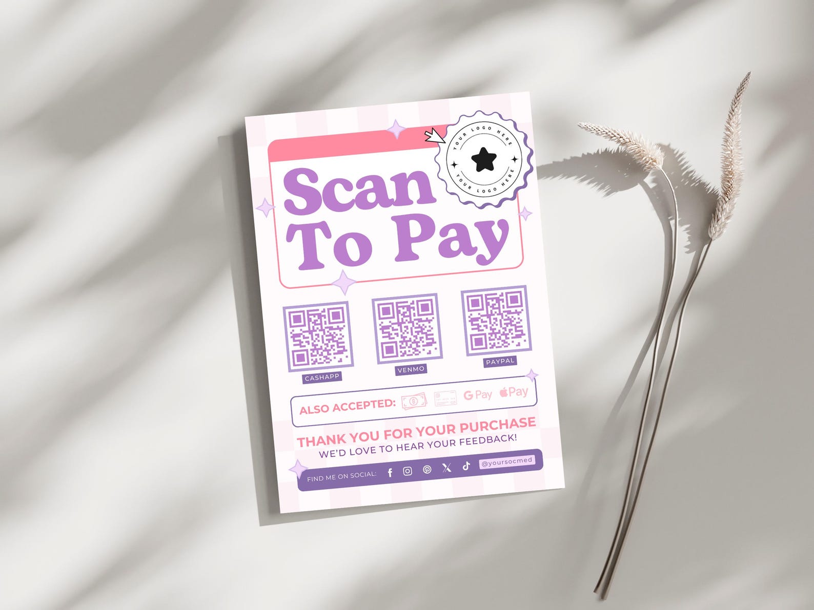 Scan to Pay Template Sign, Ways to Pay Template, QR Code Template ...